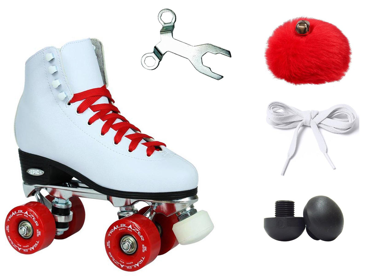 Epic Classic White & Red Quad Roller Skates — LEGACY SKATES